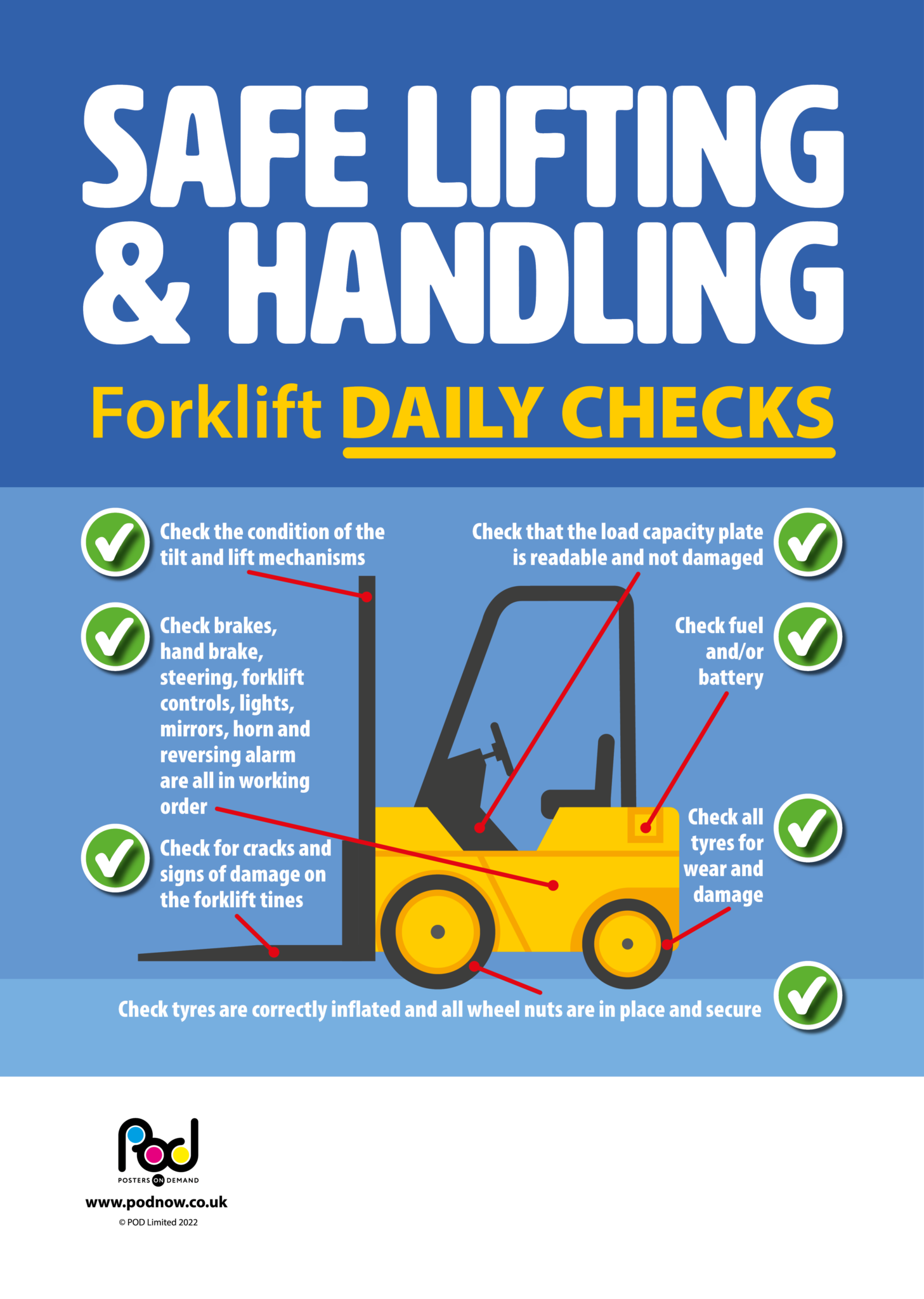 Safe lifting and handling - daily checks | POD | Posters On Demand