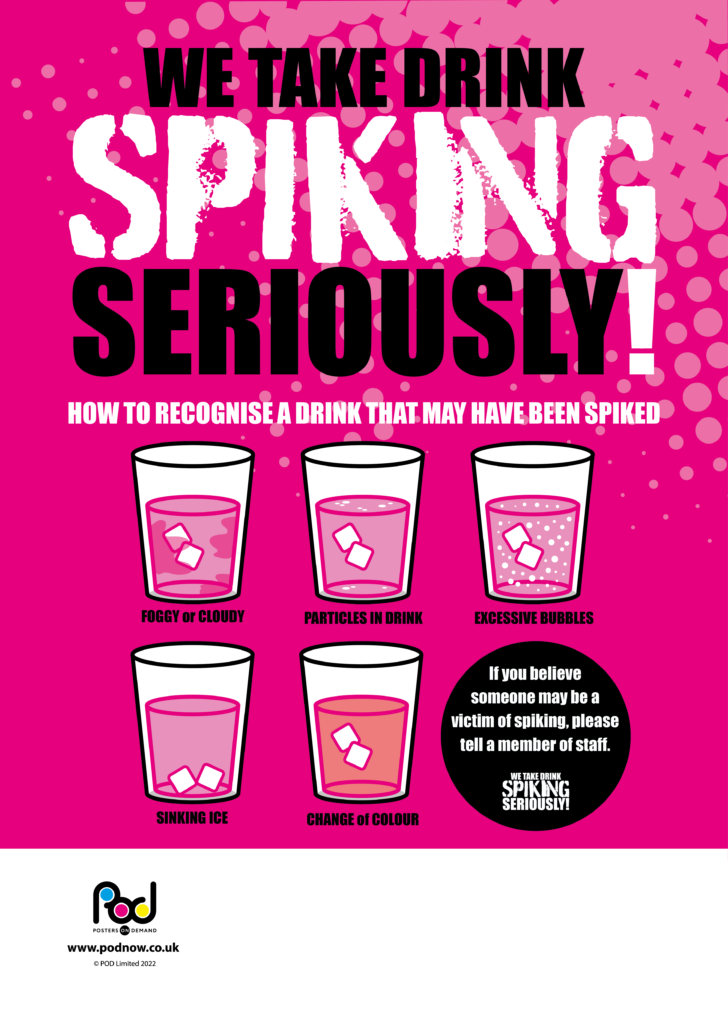 We take drink spiking seriously! How to recognise | POD | Posters On Demand