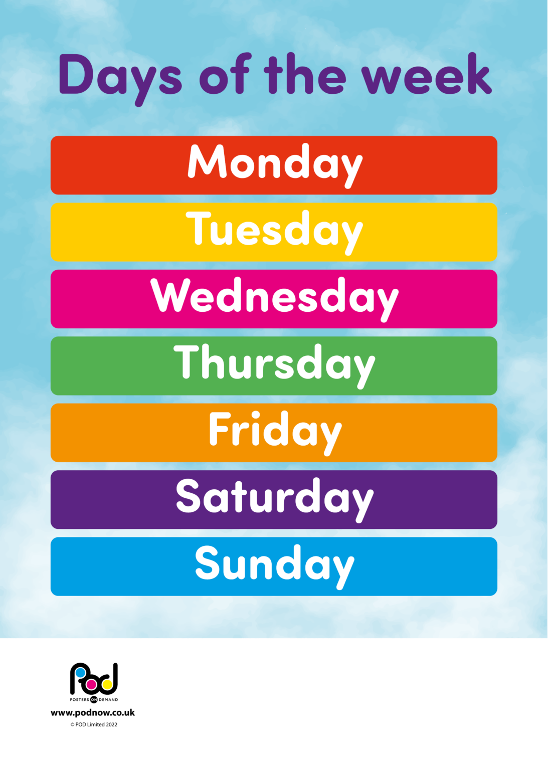 Days of the week - clouds | POD | Posters On Demand