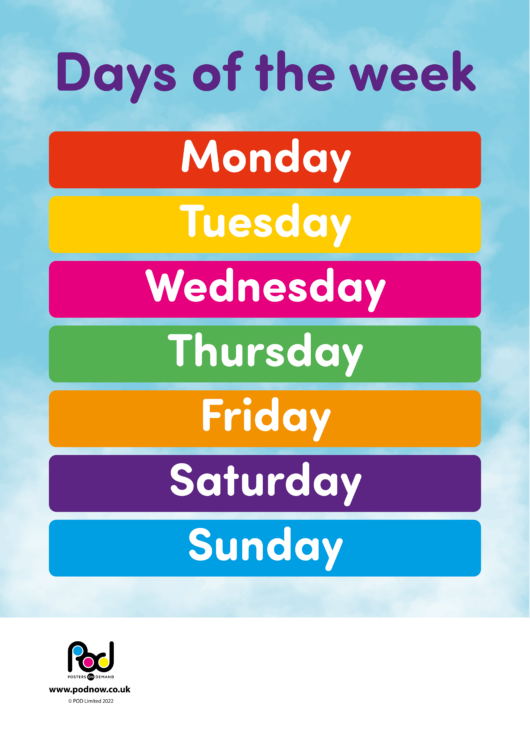 Days of the week - clouds | POD | Posters On Demand