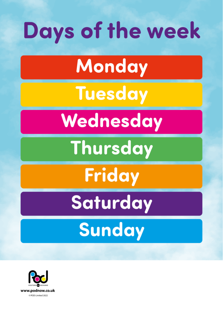 Days of the week - clouds | POD | Posters On Demand