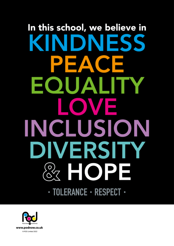 Tolerance and respect in this school | POD | Posters On Demand