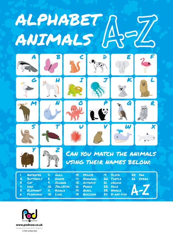 A-Z Alphabet | POD | Posters On Demand