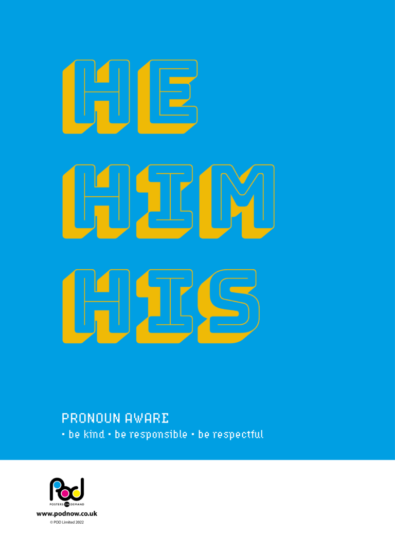 Pronouns-He/Him/His | POD | Posters On Demand
