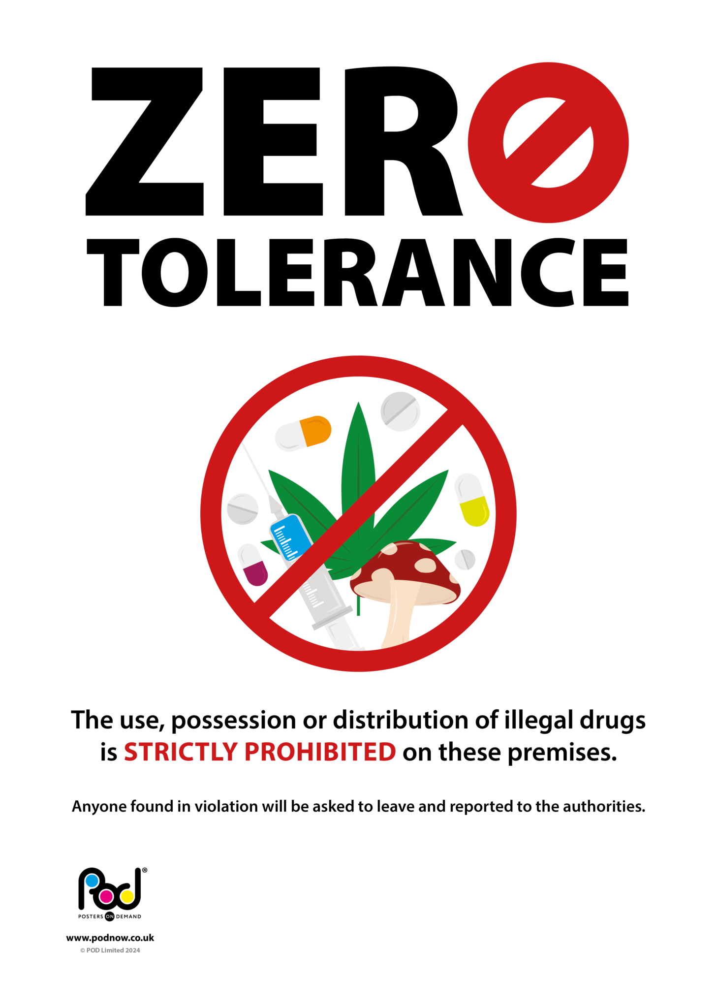 Zero Tolerance to Drugs | POD | Posters On Demand